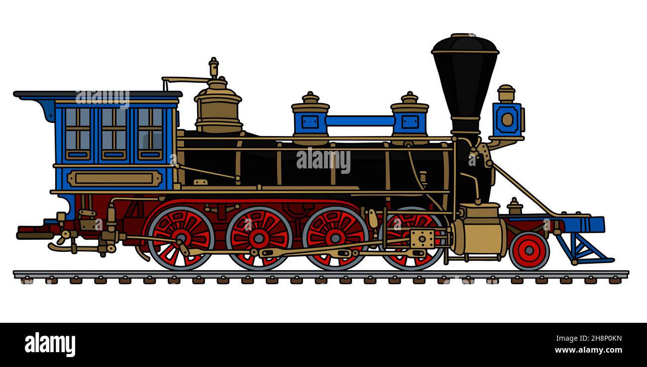 Hand drawing of a vintage american wild west steam locomotive Stock ...