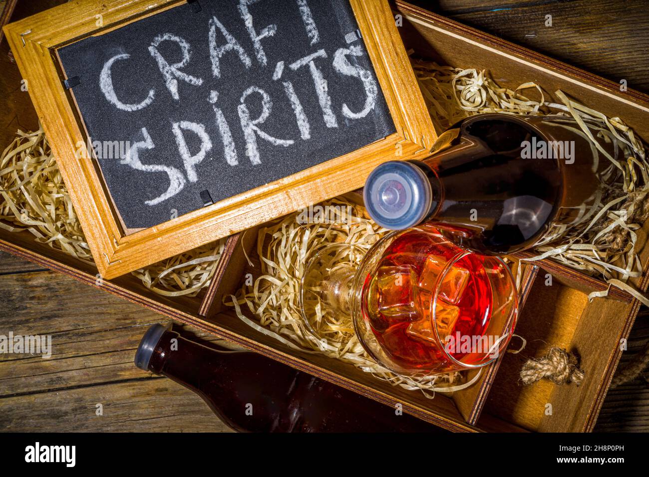 Craft spirit alcohol. Various bottles and glass with hand crafted hard ... Craft spirit alcohol. Various bottles and glass with hand crafted hard ...