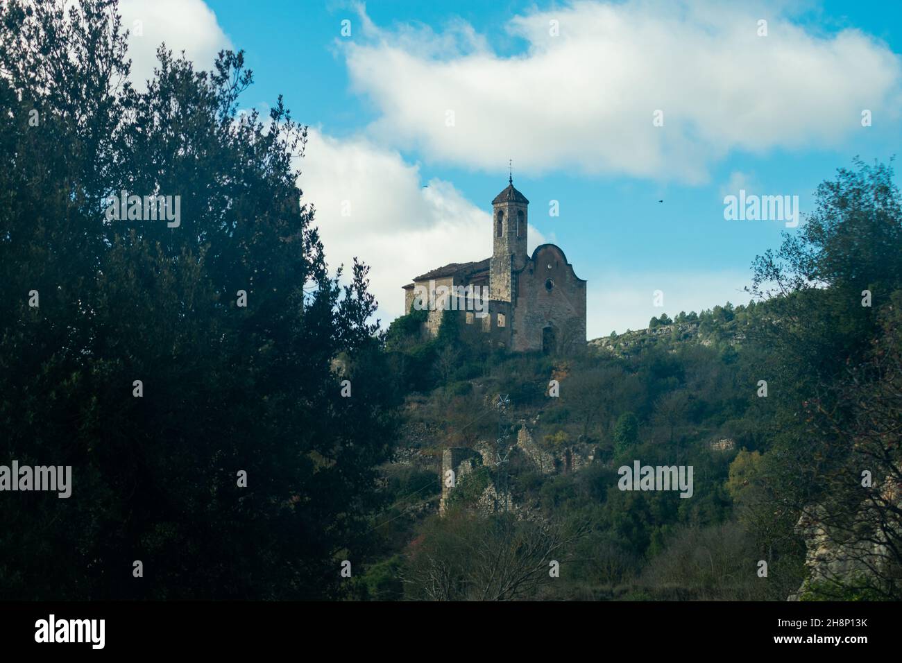 Santa Perpetua de Gaiá old village, the ruins of an old church, the ...