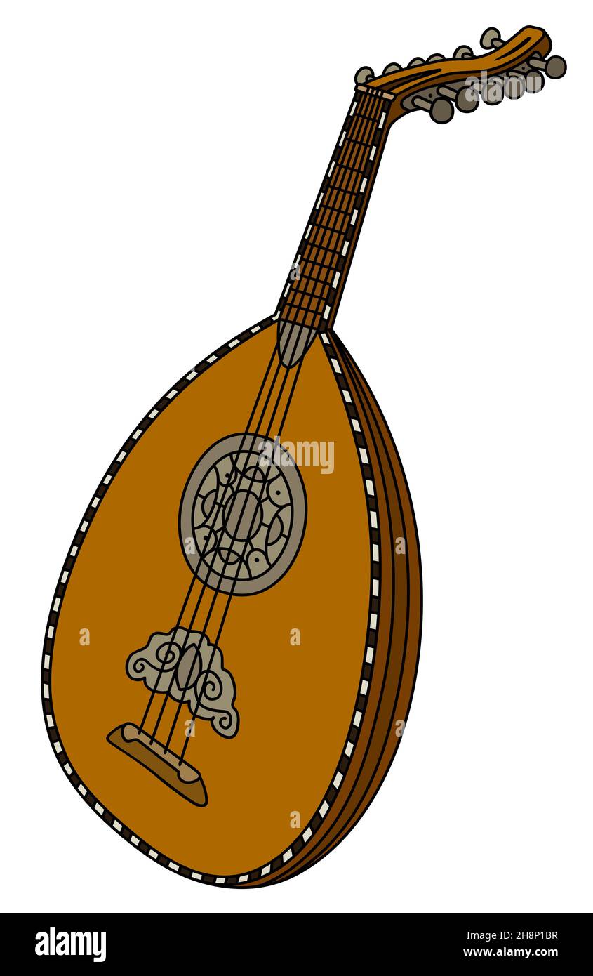 Hand drawing of a historical stringed musical instrument Stock Photo ...