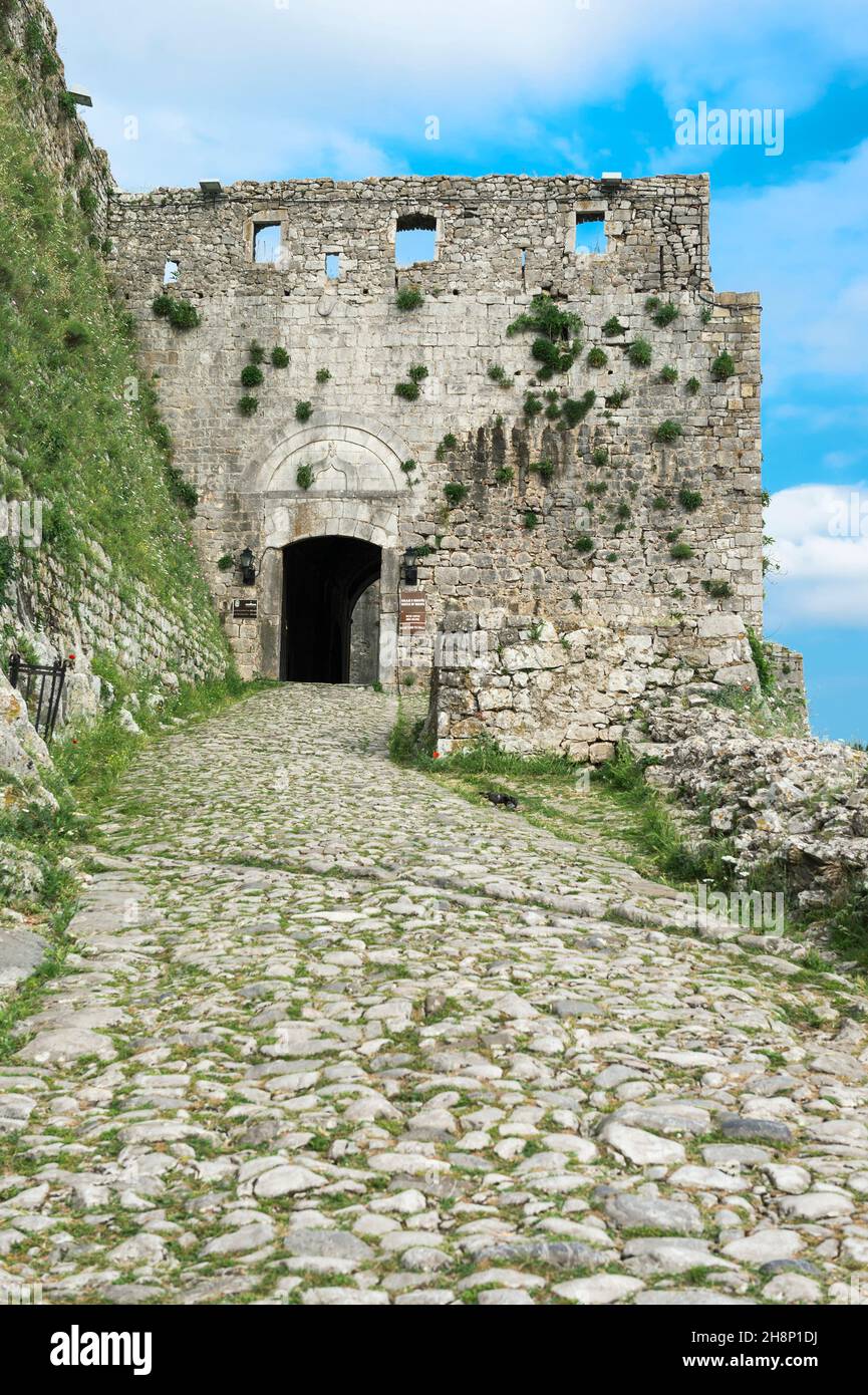 Entrance of Rozafa castle, Shkodra, Albania Stock Photo - Alamy