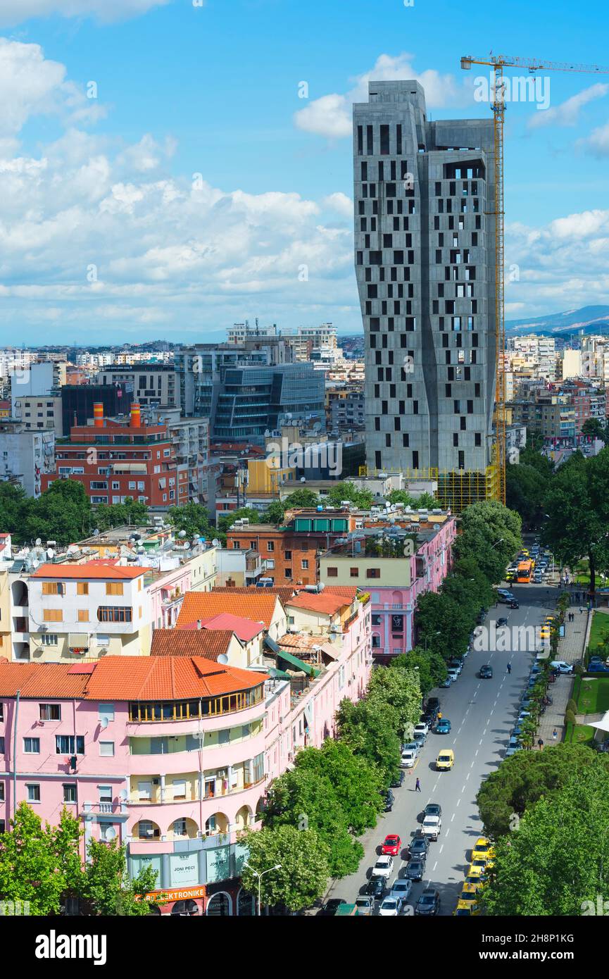 View over Tirana and new Skyscraper, Tirana, Albania Stock Photo - Alamy
