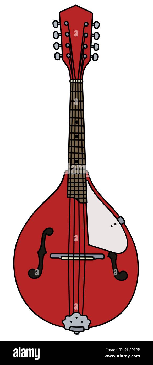 Hand drawing of a modern red country mandolin Stock Photo - Alamy