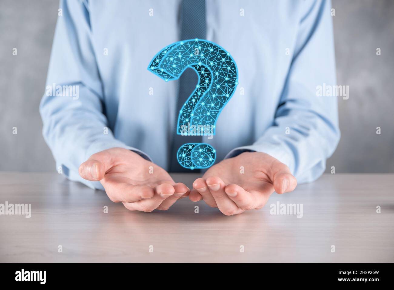 Question mark. 3d abstract on dark background with dots and stars. Ask ...