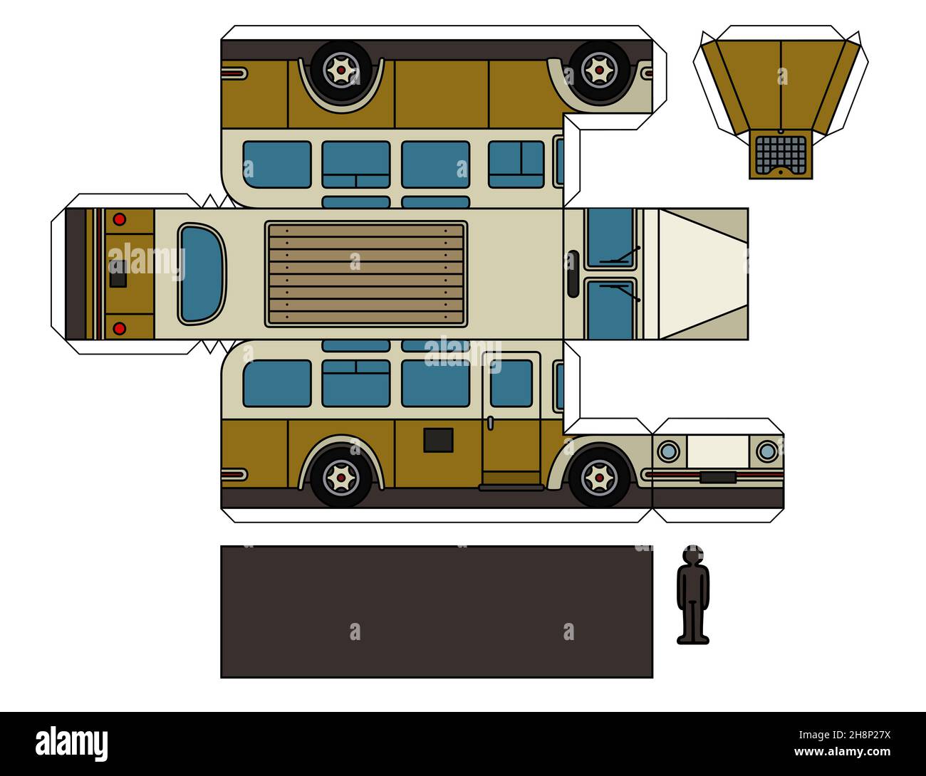 Paper model of a vintage yellow and cream bus Stock Photo - Alamy