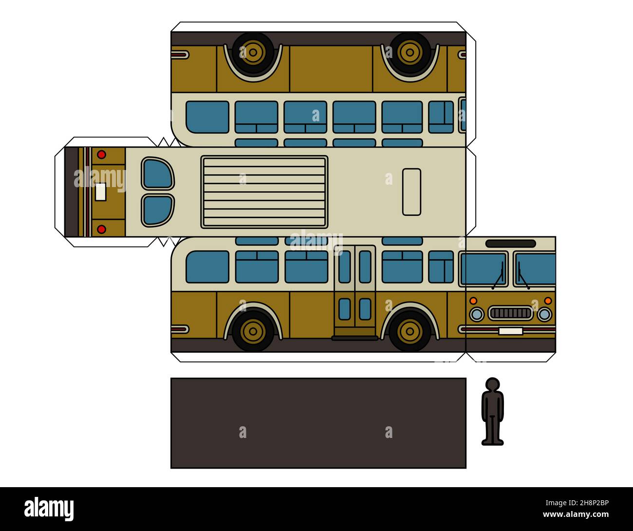 Paper model of a vintage yellow and cream bus Stock Photo - Alamy