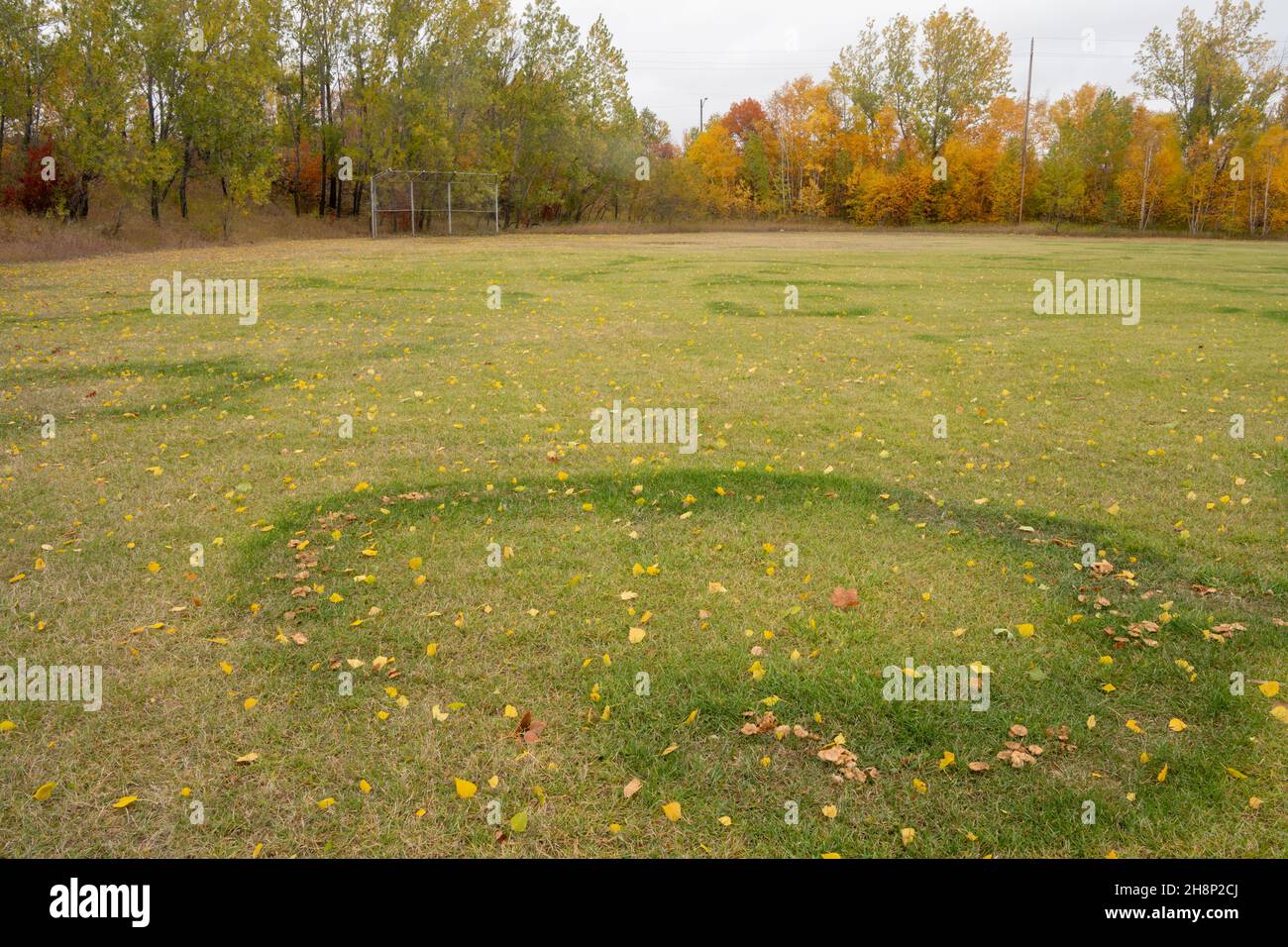 Playing fields and parkland on an old mining tailings pond, Greater ...