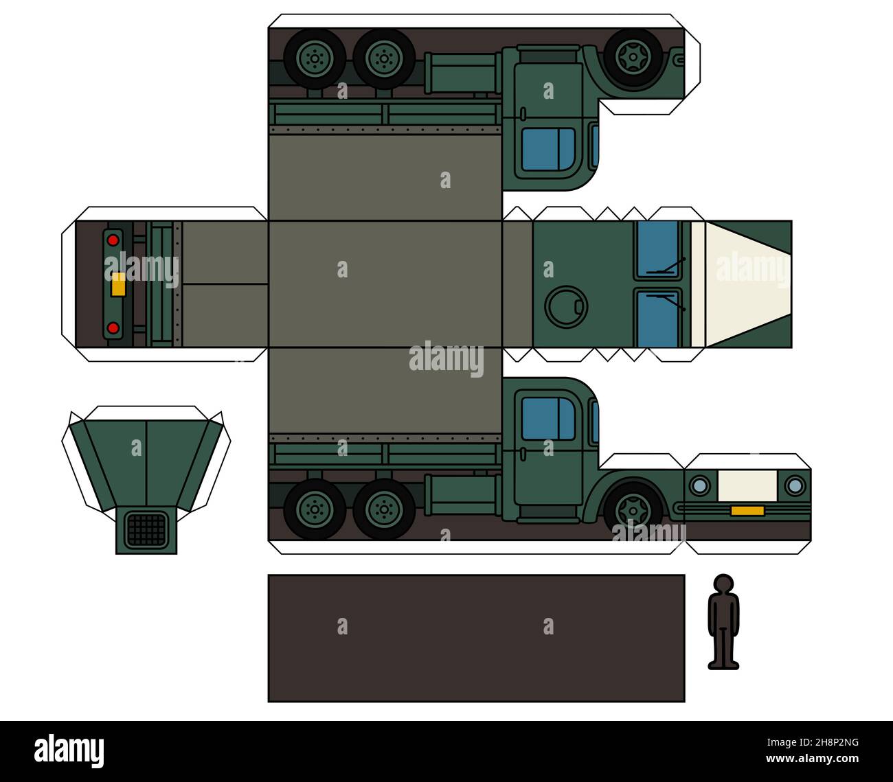 Paper model of a classic khaki military truck Stock Photo - Alamy