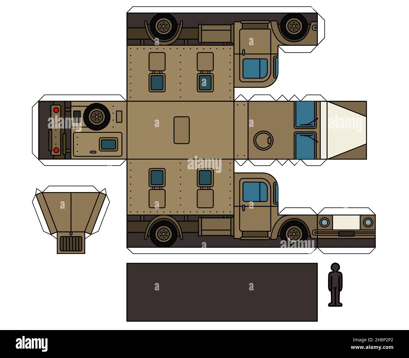 Paper model of a classic sand military truck Stock Photo - Alamy