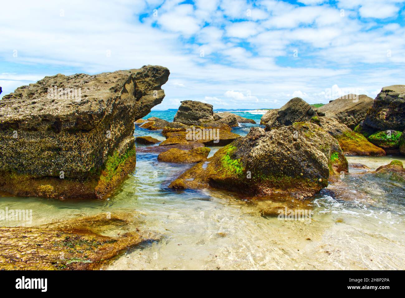 Empty white sand beach on an island Stock Photo - Alamy