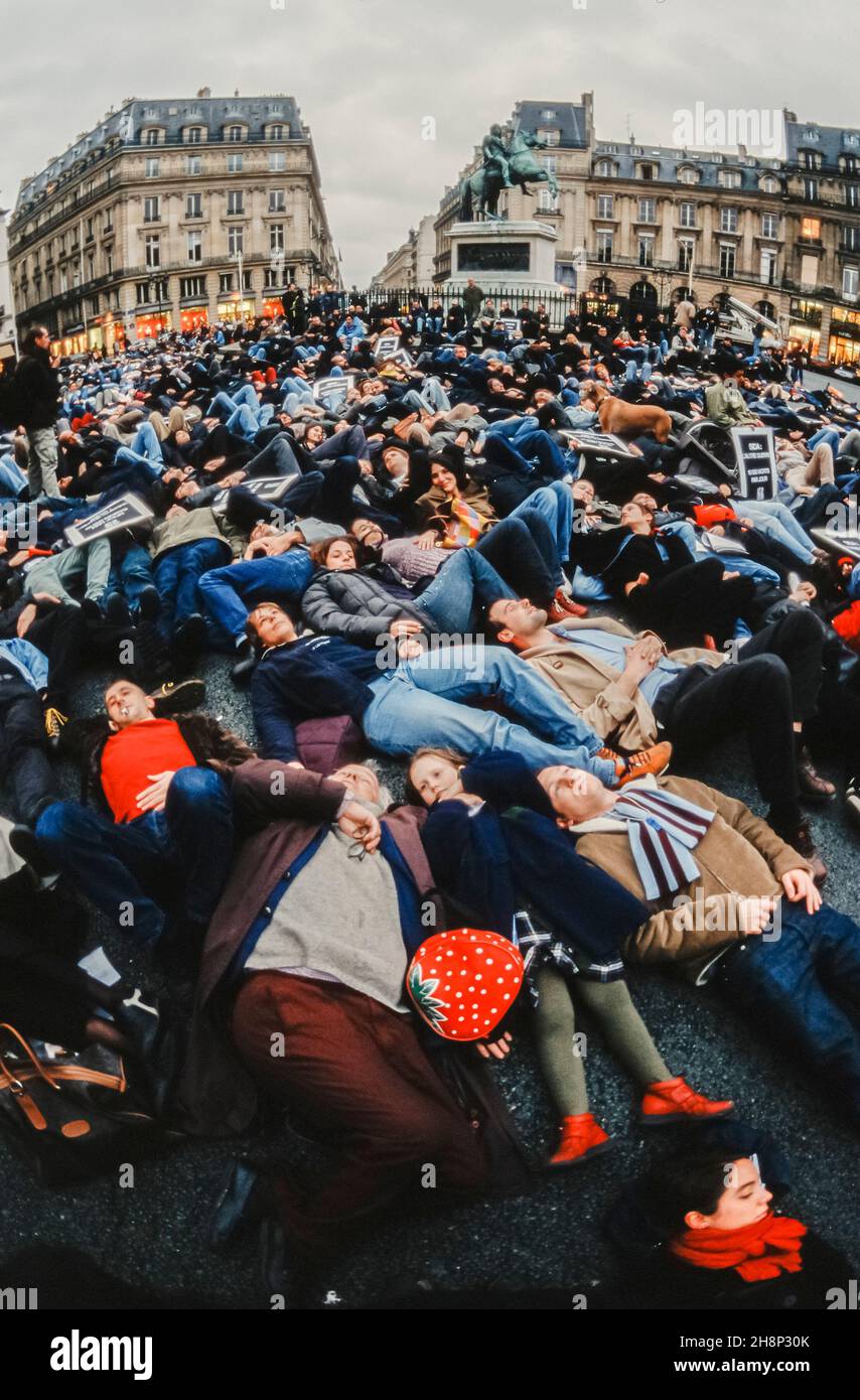 Paris, France, Crowd AIDS Activists Act Up Paris "World AIDS Day", Dec ...