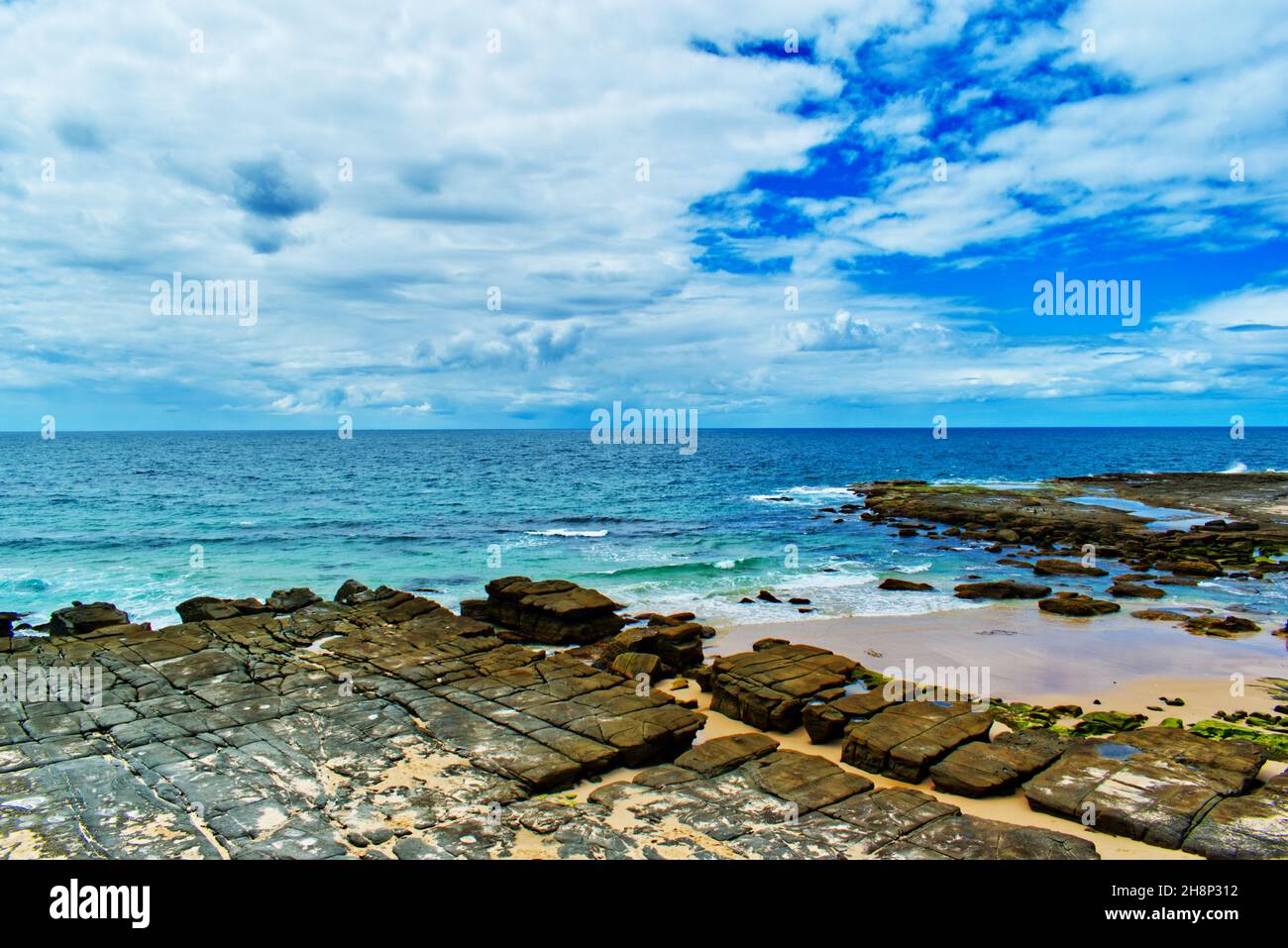 Empty white sand beach on an island Stock Photo - Alamy