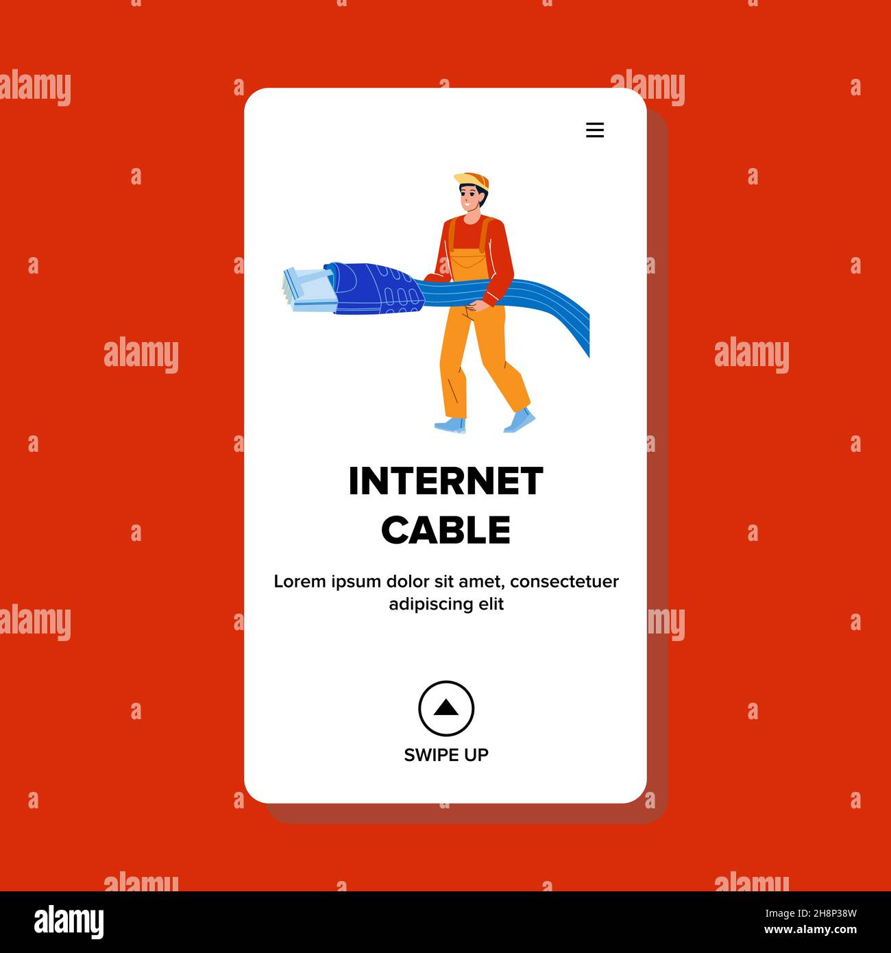 Internet Cable Installation Provider Worker Vector Stock Vector Image & Art - Alamy