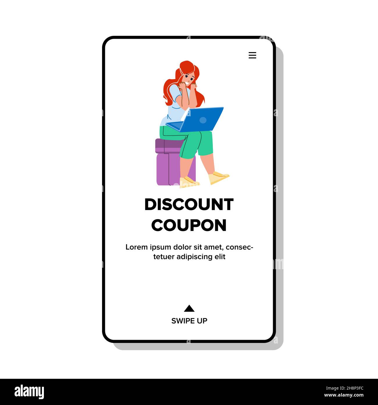 Discount Coupon Using Young Woman Shopper Vector Stock Vector Image ...