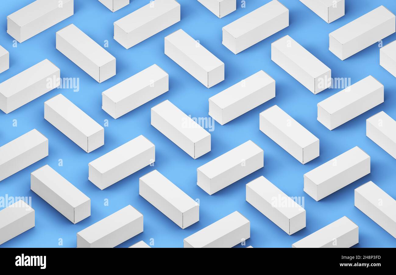 Packaging concept: Tileable isometric images of blank carton boxes on a ...