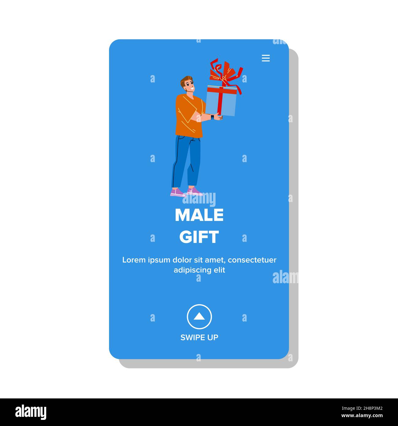 Male Gift Packaging Getting Man On Birthday Vector Stock Vector Image ...