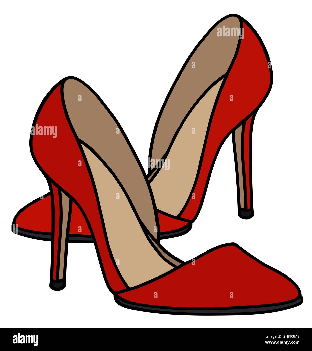 The vectorized hand drawing of a classical red high heel shoes Stock ...