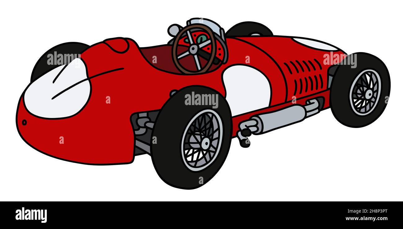 Hand drawing of a vintage red racing car Stock Photo - Alamy