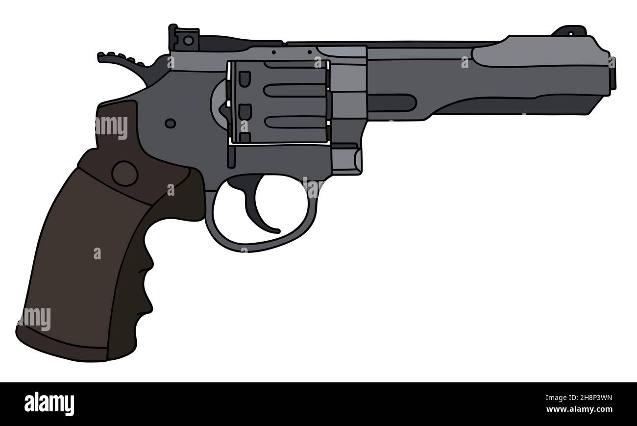 Hand drawing of a big heavy revolver Stock Photo - Alamy