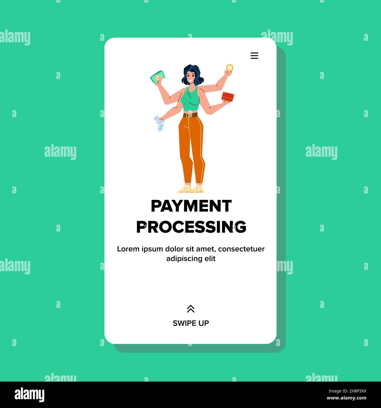 Payment Processing And Money Transaction Vector Stock Vector Image ...