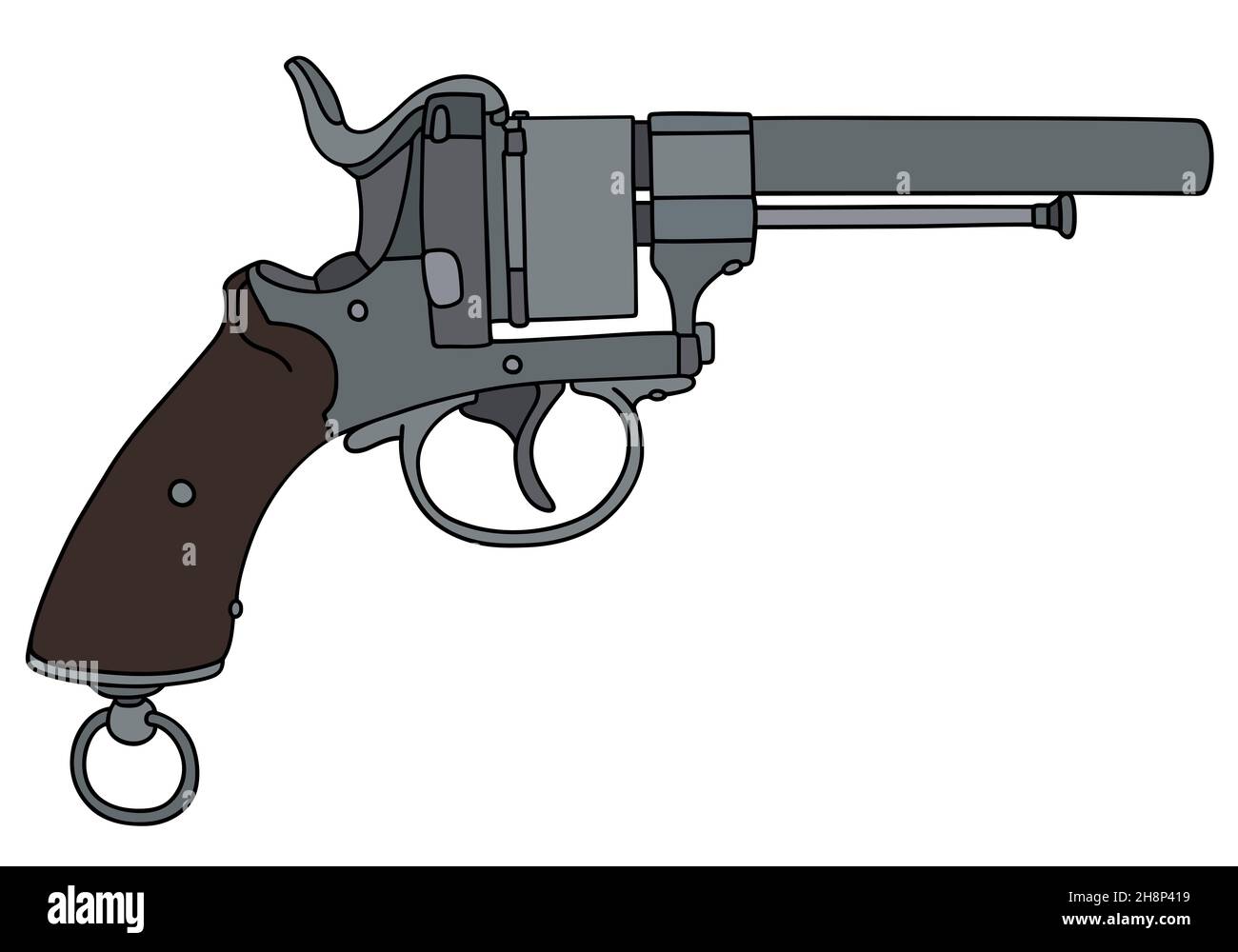 Hand drawing of a classic revolver Stock Photo - Alamy