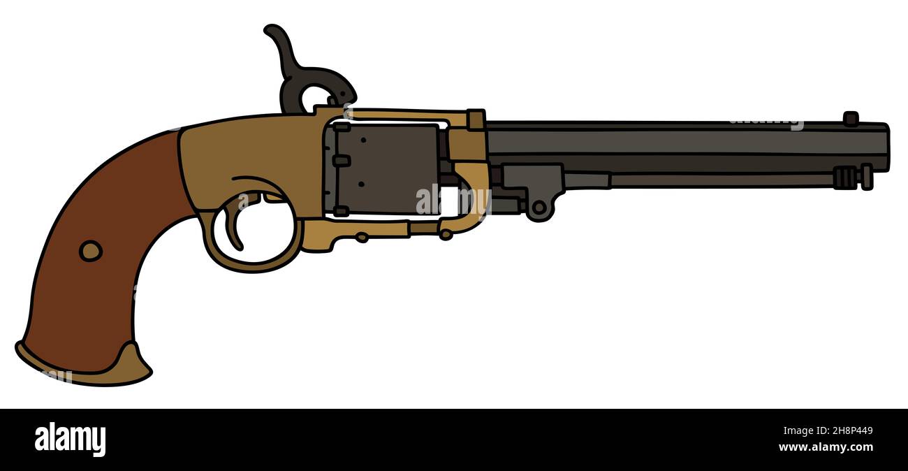 Hand drawing of a vintage revolver Stock Photo - Alamy