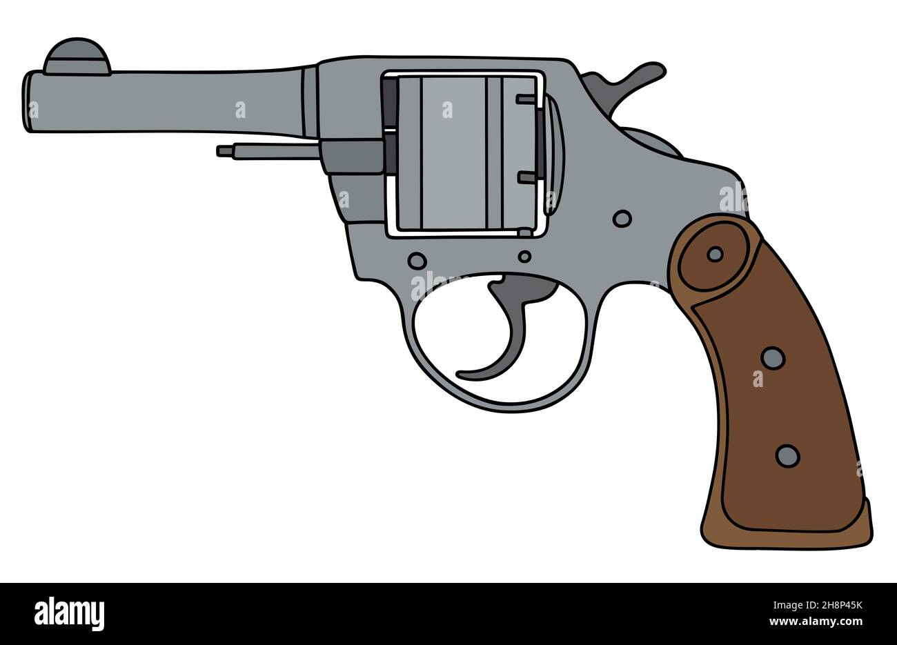 Hand drawing of a classic revolver Stock Photo - Alamy