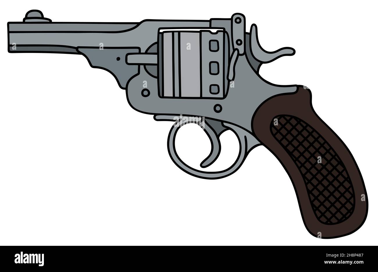 Hand drawing of a classic short revolver Stock Photo - Alamy