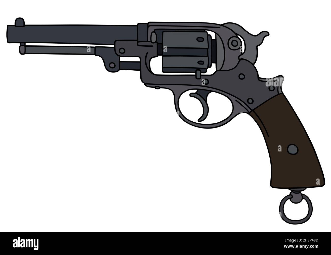 Hand drawing of a classic revolver Stock Photo - Alamy