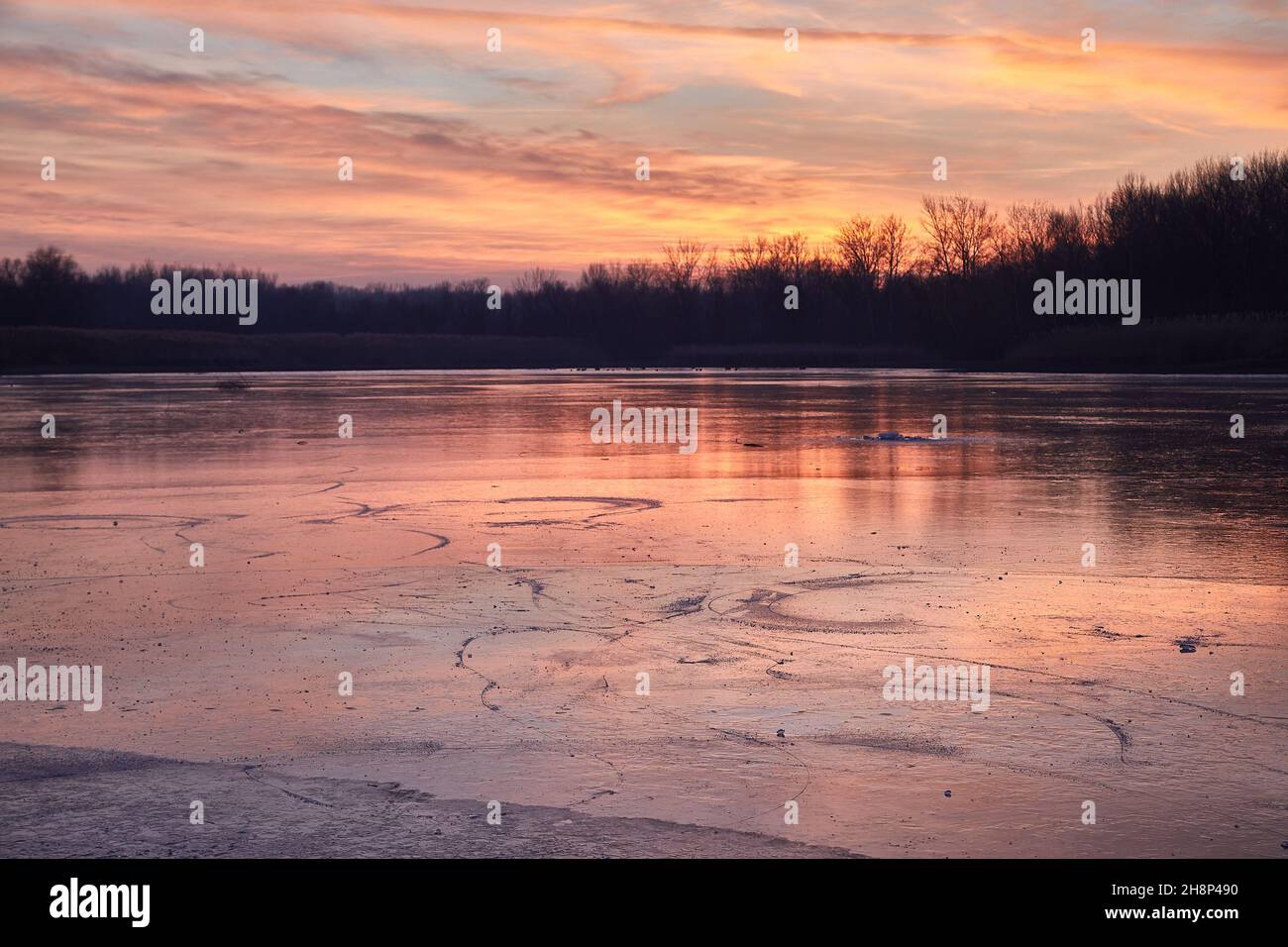 Frozen lake surface Stock Photo - Alamy