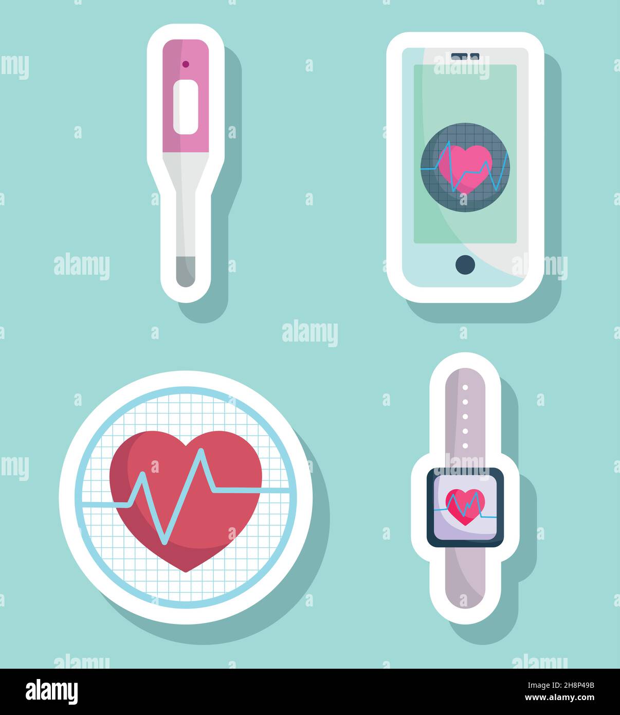 heartbeat monitor icon set Stock Vector Image & Art - Alamy