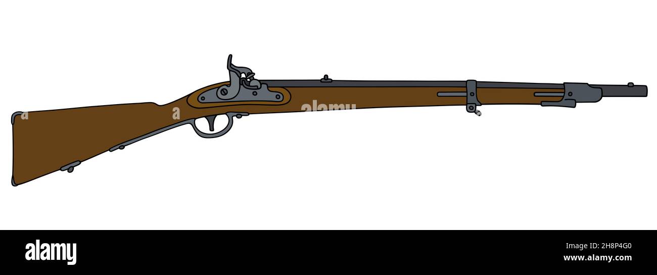 Hand drawing of a historical military rifle Stock Photo - Alamy