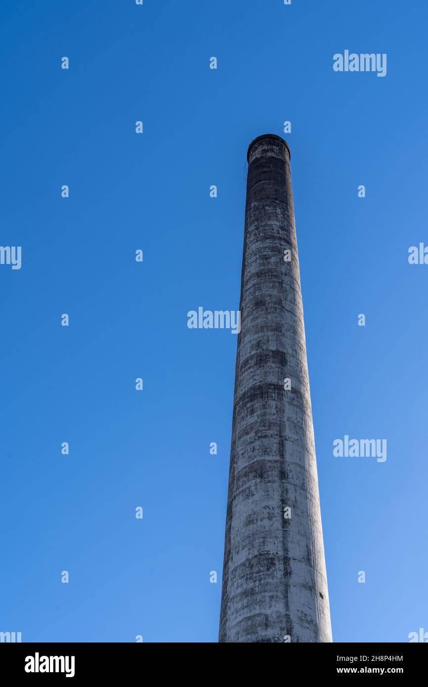 Giant, tall smokestack, a famous landmark in the small town of Gay ...