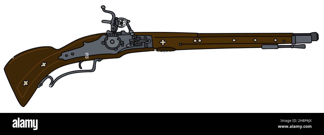 Hand drawing of a historical flintlock rifle Stock Photo - Alamy
