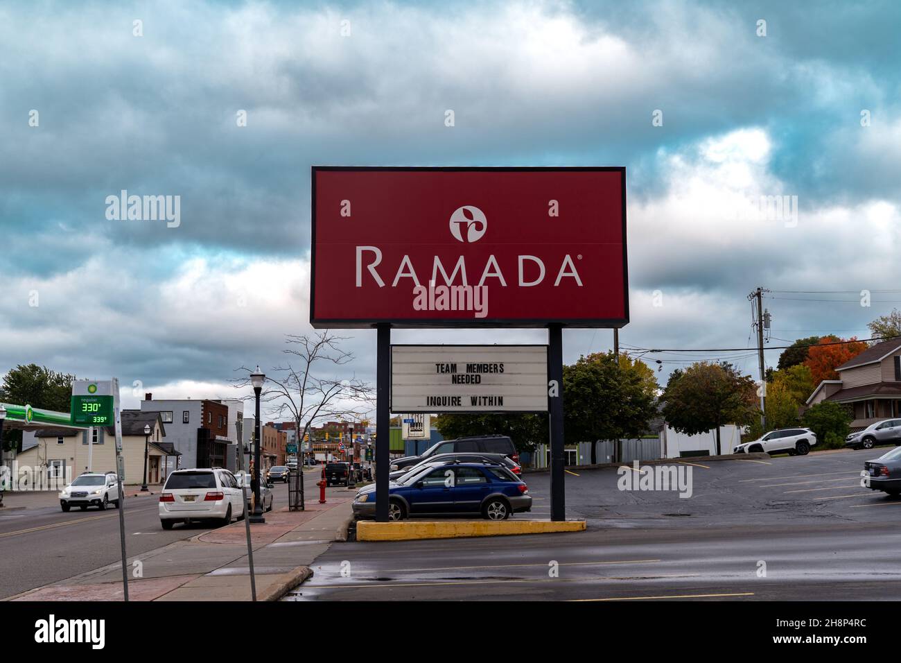 Marquette, Michigan - October 21, 2021: Sign for a Ramada hotel in the ...