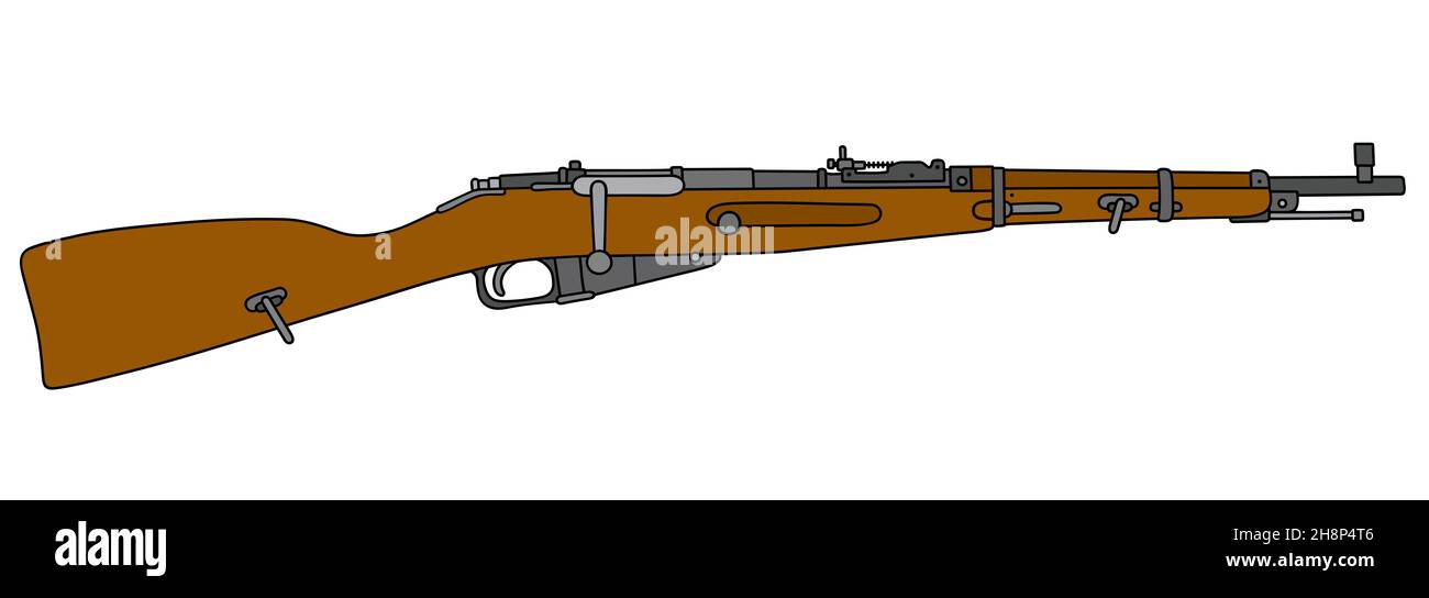 Hand drawing of an old short military rifle Stock Photo - Alamy