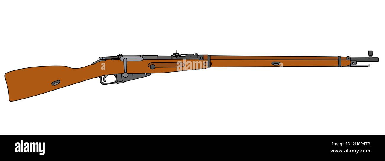 Hand drawing of an old long military rifle Stock Photo - Alamy