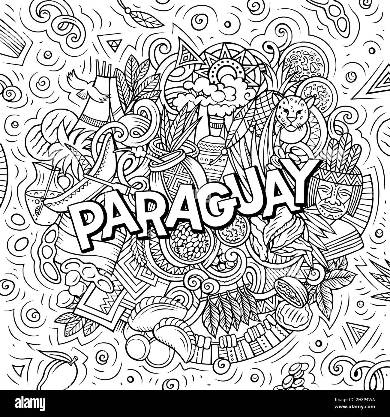Paraguay hand drawn cartoon doodle illustration Stock Vector Image ...