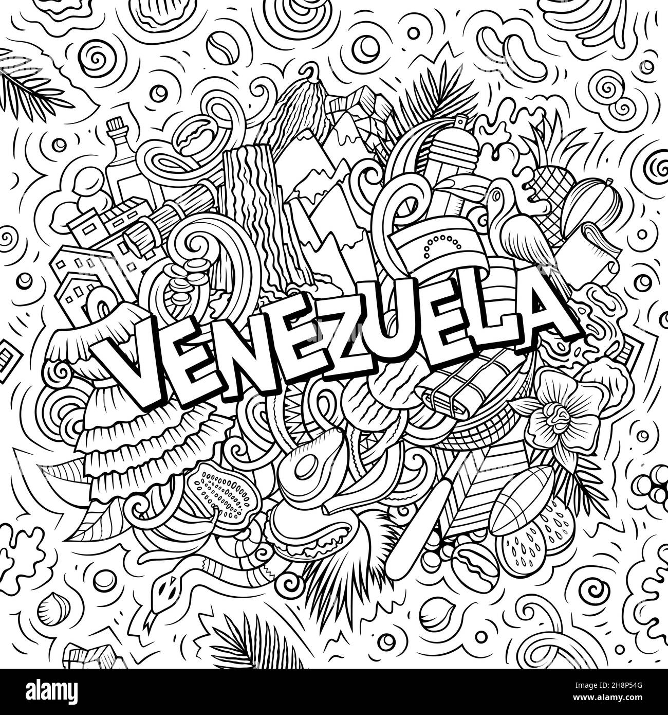 Venezuela hand drawn cartoon doodle illustration Stock Vector Image ...