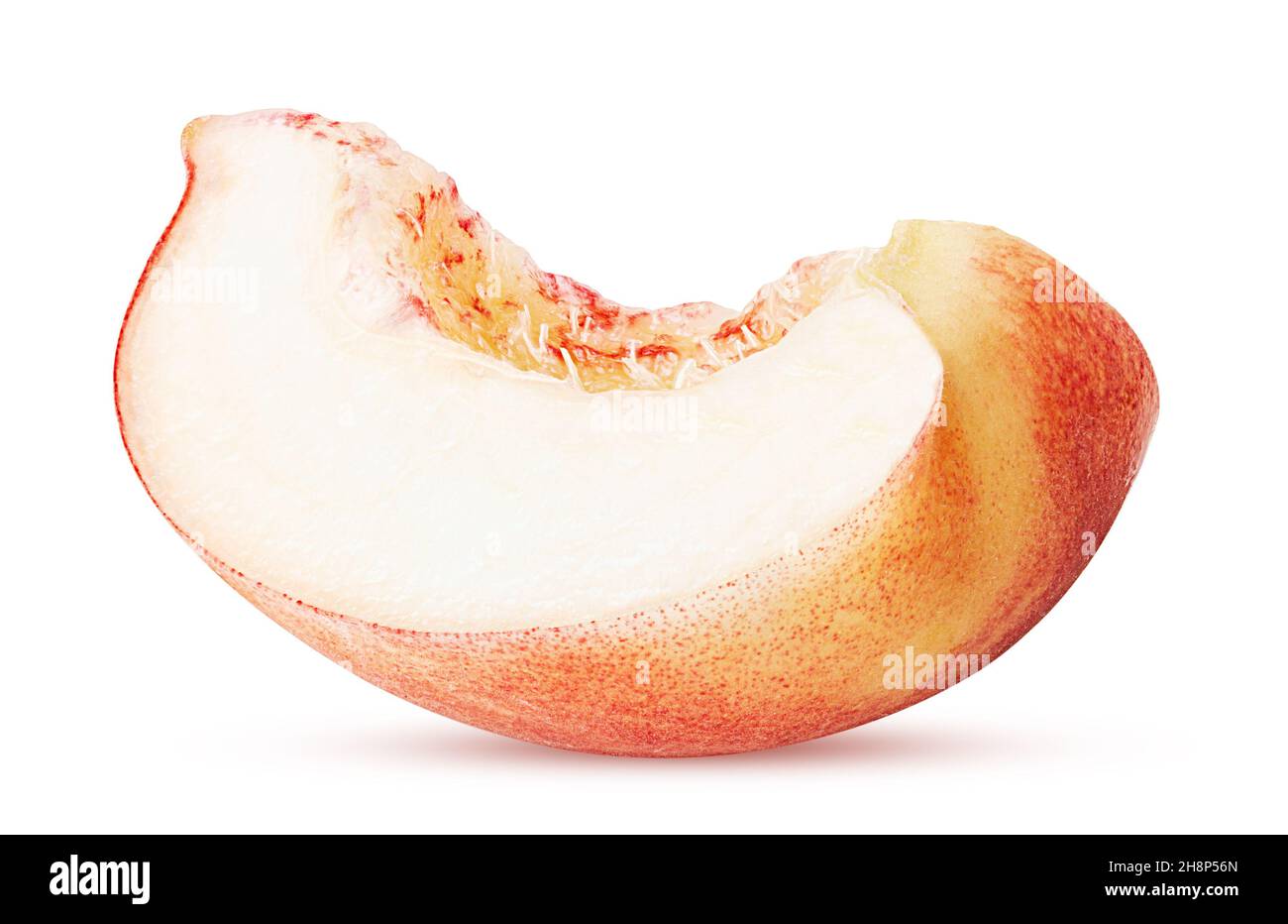 Ripe peach fruit slice isolated on white background. Clipping Path ...