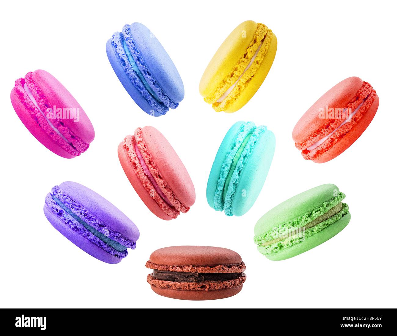 Sweet colorful macarons isolated on white background. Clipping Path ...