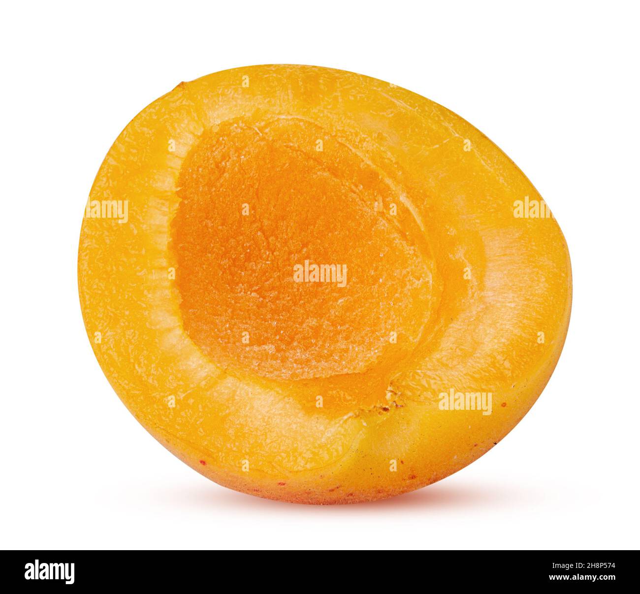 Fresh ripe apricot cut in half isolated on white background. Clipping ...