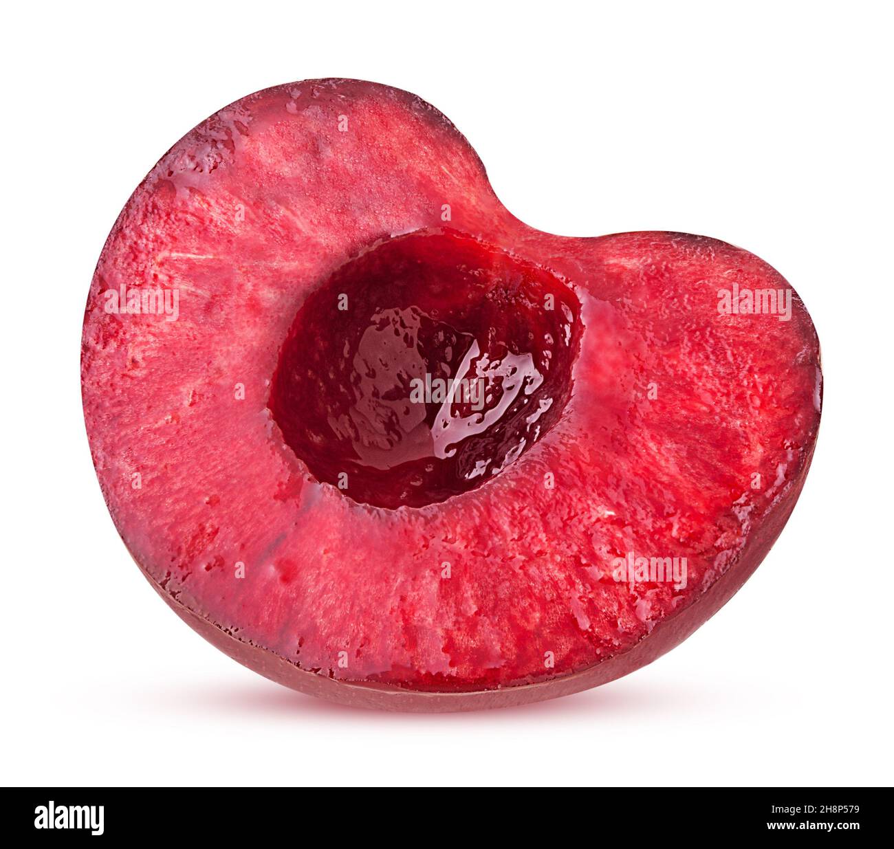 Sweet cherry berry cut in half isolated on white background. Clipping ...
