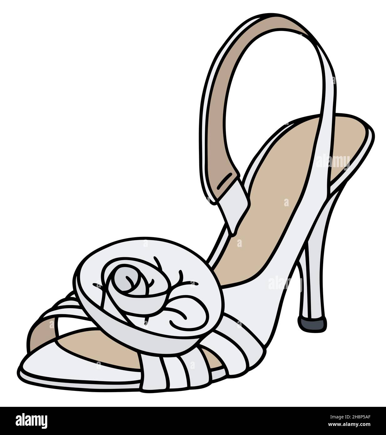 Hand drawing of a white bridal sandal on high heel Stock Photo - Alamy