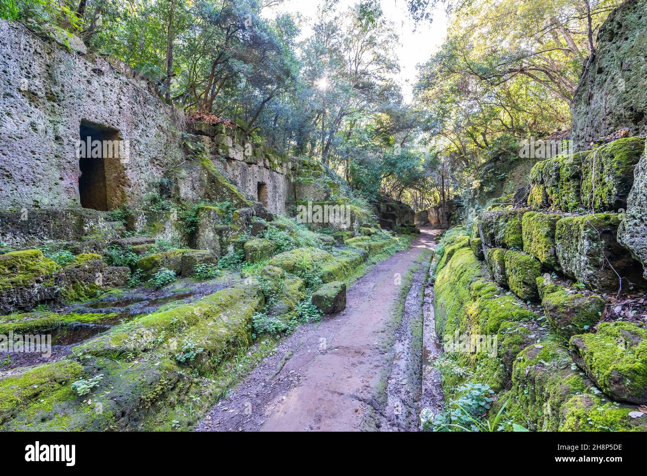 The via degli Inferi, at the Banditaccia necropolis (Cerveteri, Italy ...