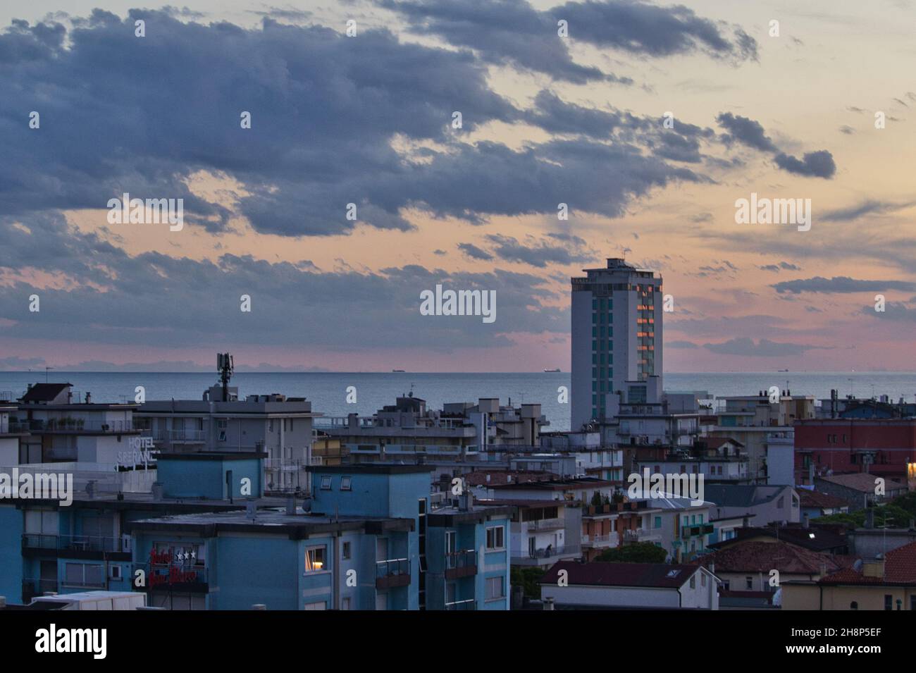 Architecture of Jesolo, Italy in the evening Stock Photo - Alamy