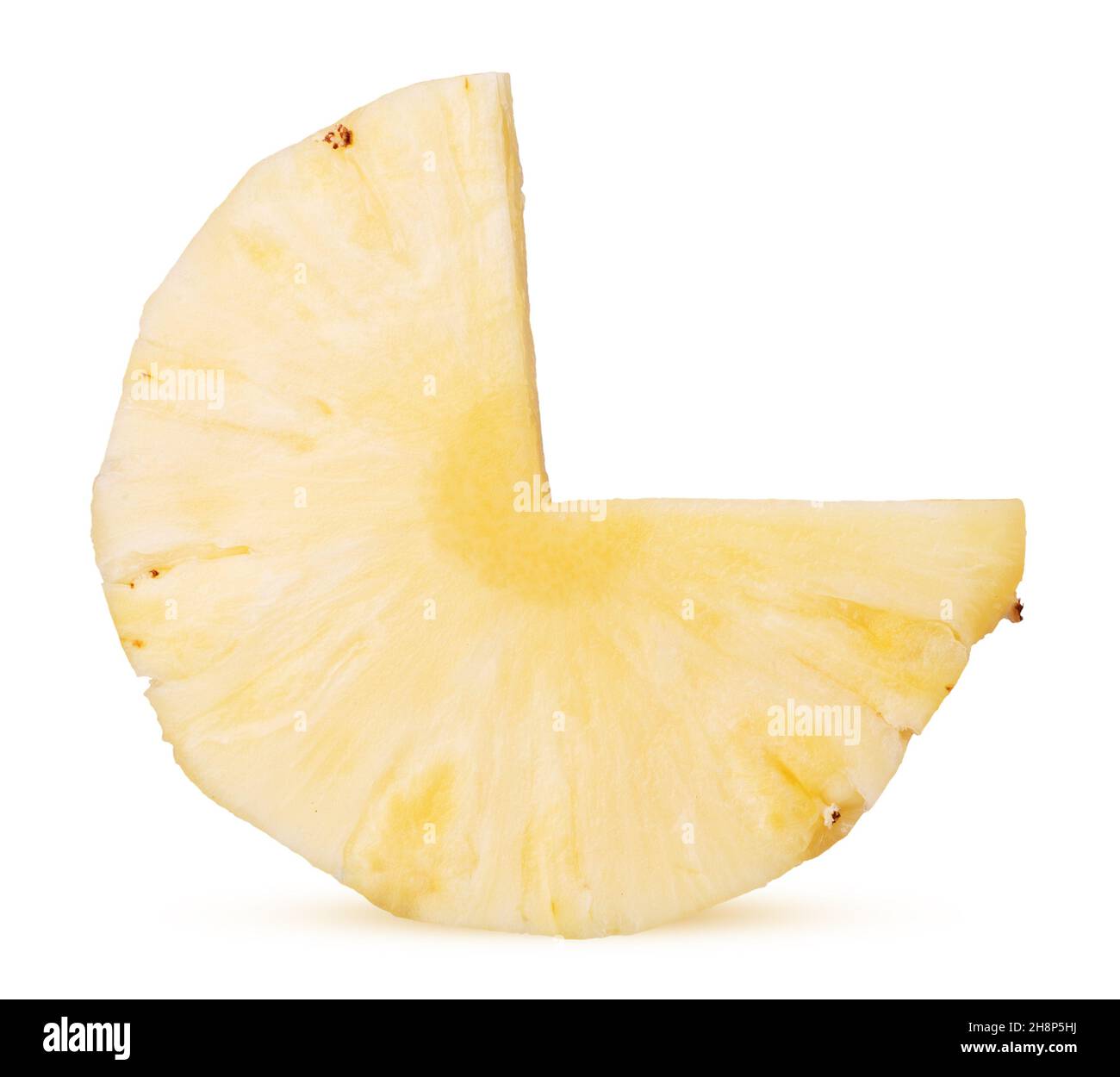 Pineapple fruit slice three quarters isolated on white background ...
