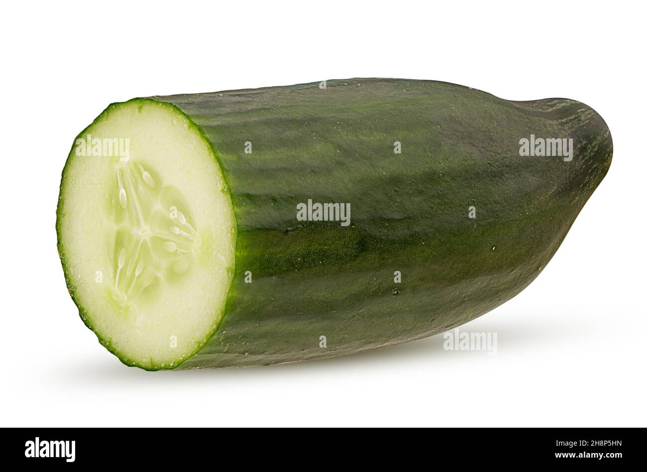 Fresh cucumber cut in half isolated on white background. Clipping Path ...
