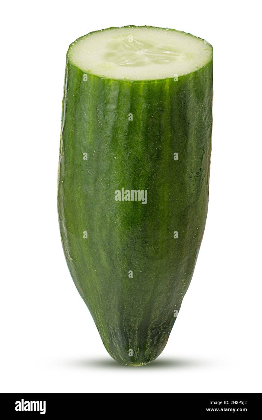 Fresh cucumber cut in half isolated on white background. Clipping Path ...