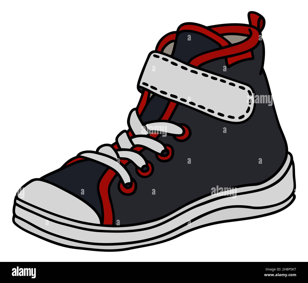 Hand drawing of a black, red and white childrens sport shoe Stock Photo ...